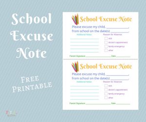 School Excuse Note - Free Printable • FYI by Tina